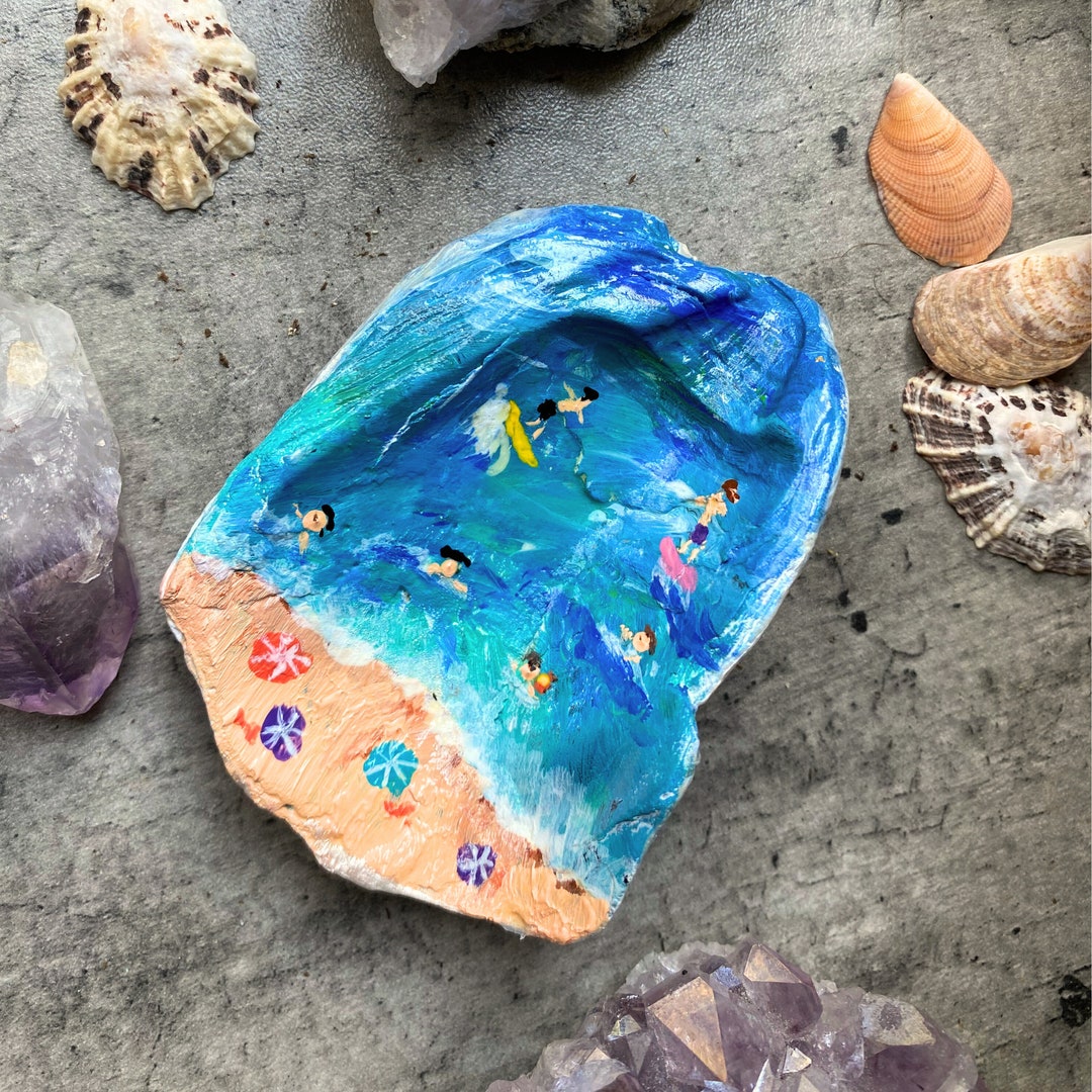Beach Oyster Painted Shell, Crafting Gift, Oyster Shells, Seashell Art ...
