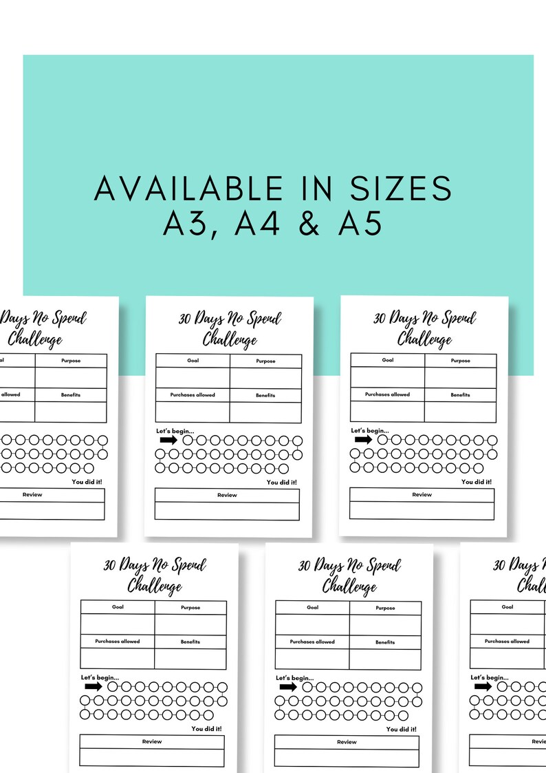 30 Days No Spend Challenge Printable No Spend Tracker No Spend Month ...