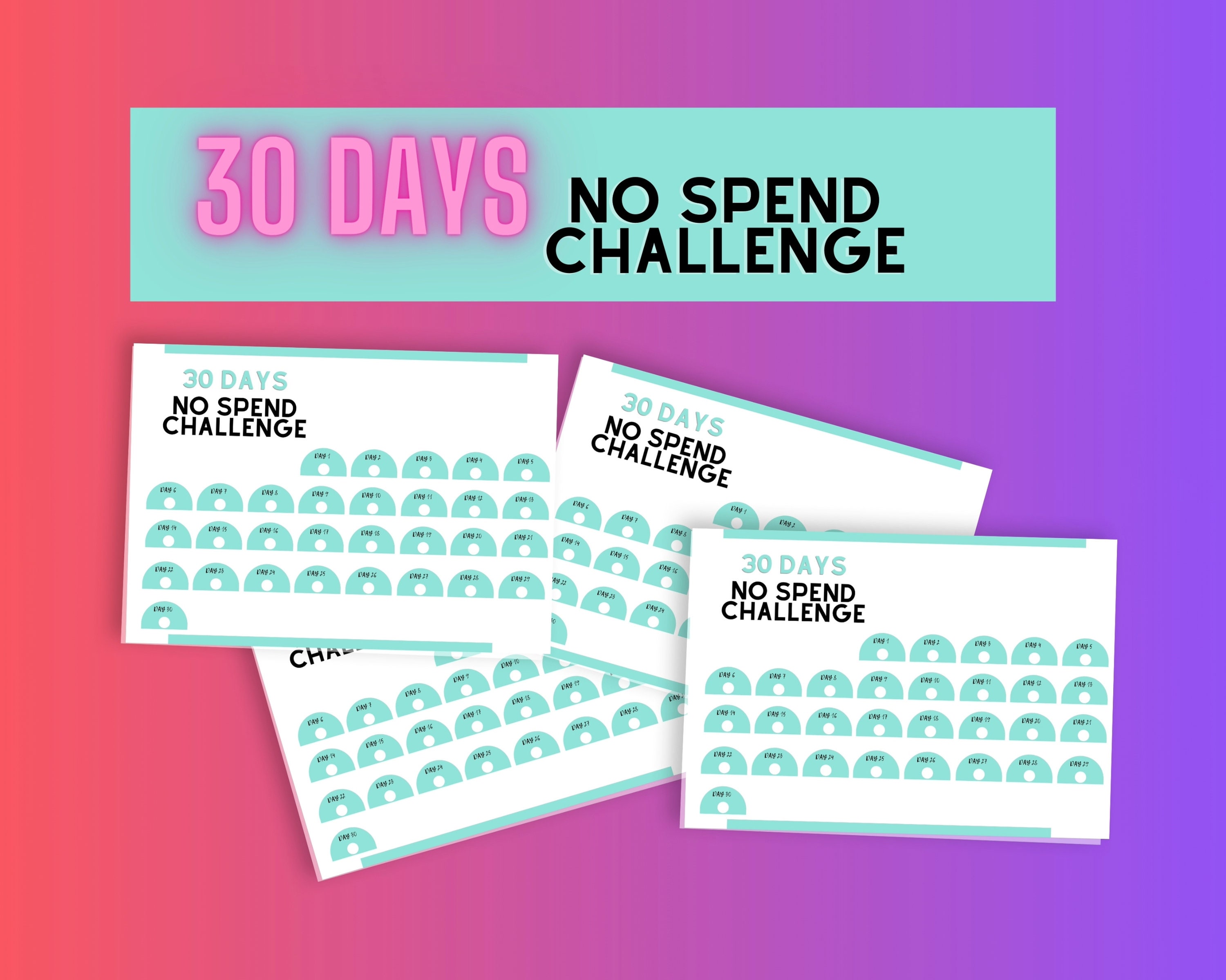 30 Days No Spend Challenge Printable No Spend Tracker No Spend Month ...