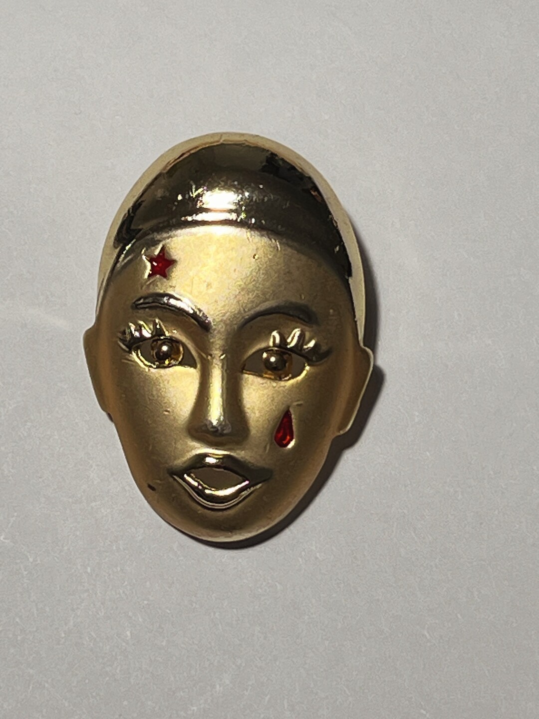 Vintage 1980s Gold Crying Theater Mask Brooch - Etsy