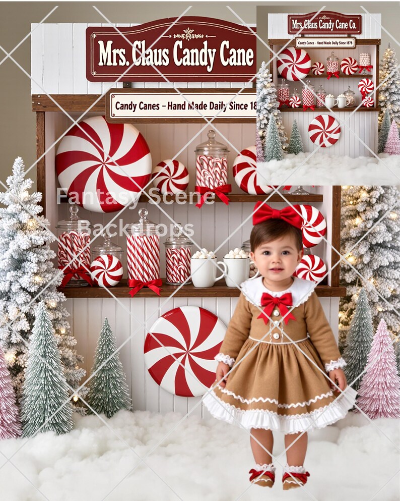Christmas Candy Cane Stand Digital Backdrop Set (digital Download) - Etsy
