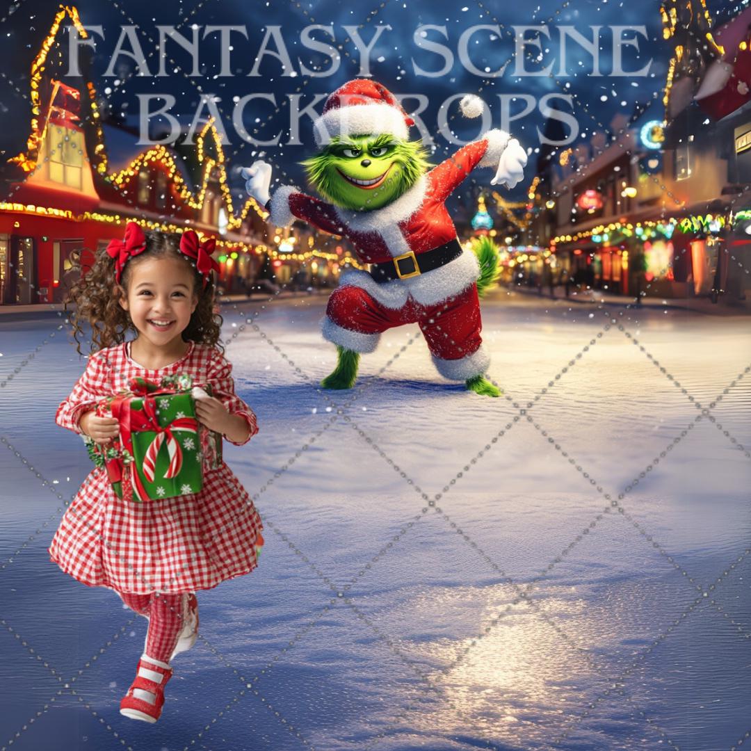Grinch Whoville Christmas Digital Backdrop: Fantasy Photography ...