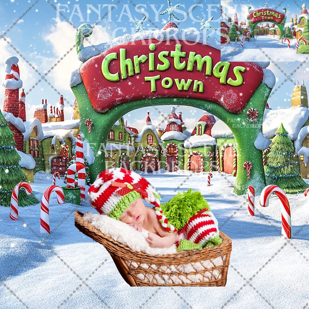 Grinch Whoville Christmas Digital Backdrop: Fantasy Photography ...