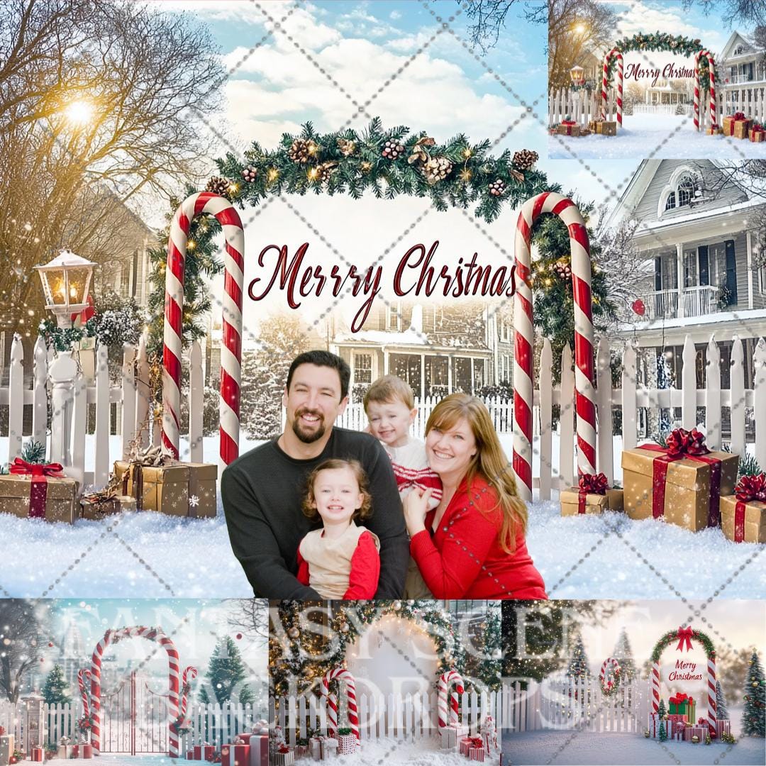 Christmas Digital Backdrop, Christmas Family Photo Backdrop Composite ...