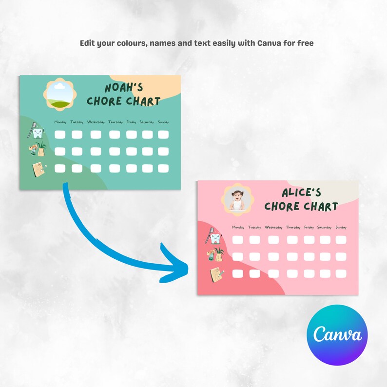 Weekly Chore Chart for Kids | Family Reward Routine List for Children ...