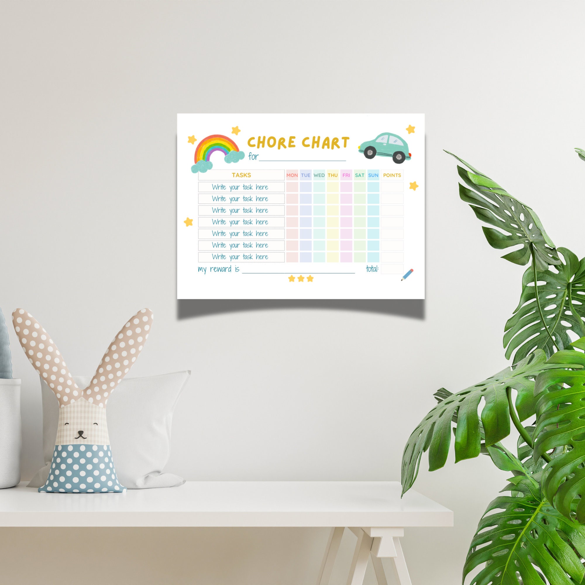 Weekly Chore Chart for Kids | Family Reward Routine List for Children ...