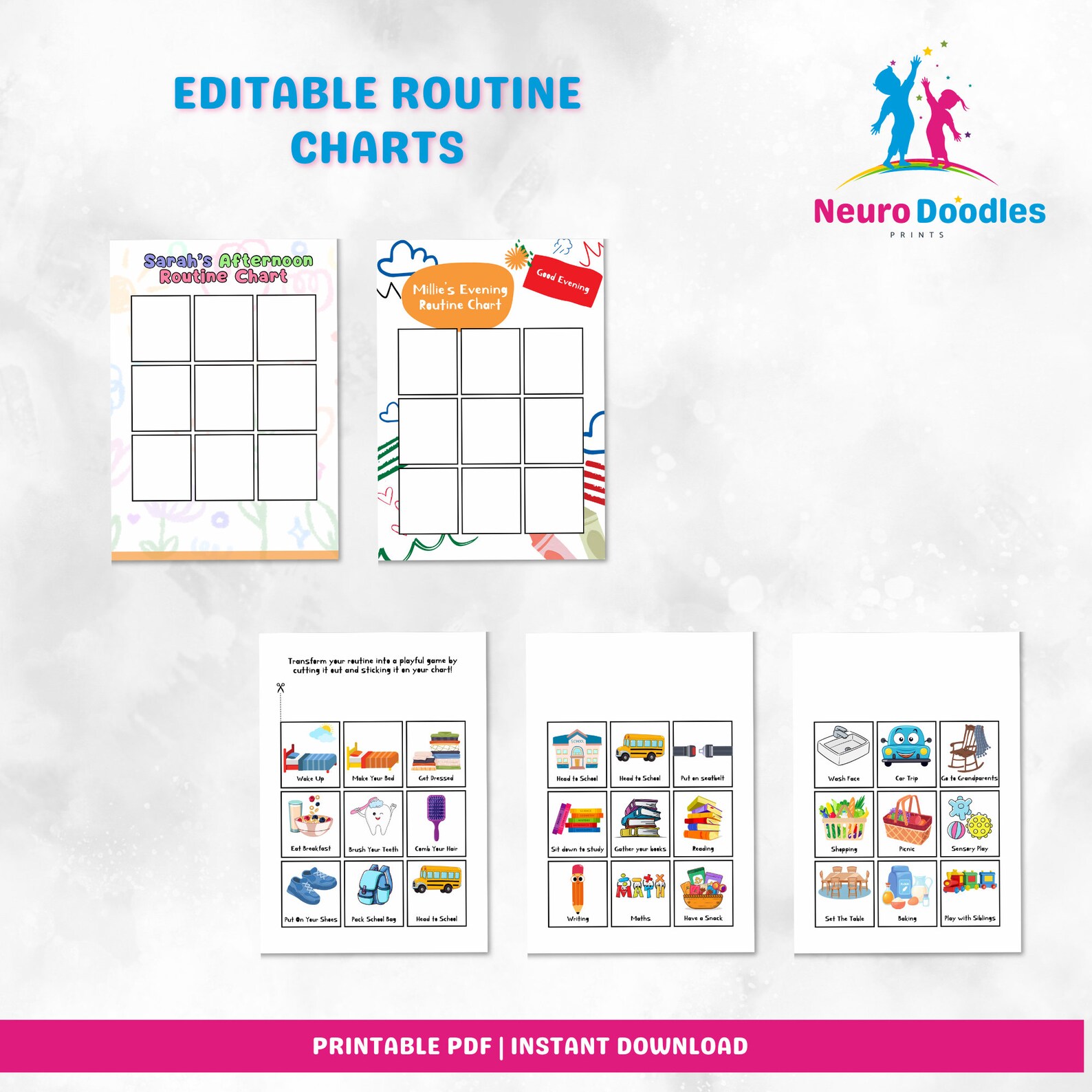 Morning and Bedtime Routine Chart | Printable Routines | Editable ...