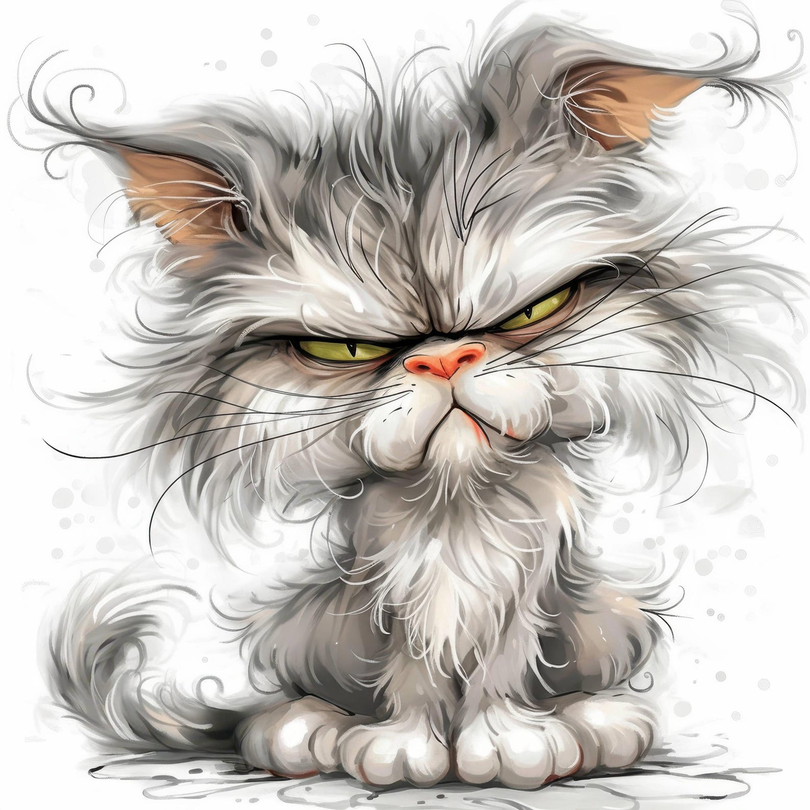 13 Frazzled Cat Clipart Bundle, Funny Pet Illustration, Printable ...