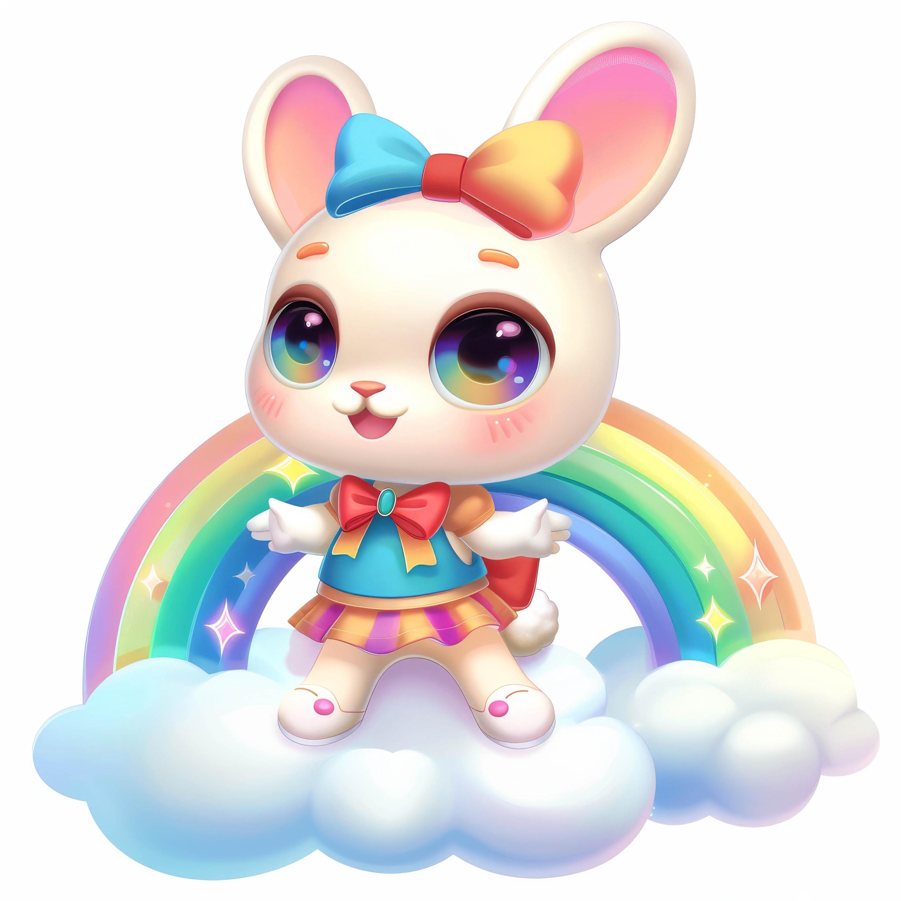 Rainbow Rabbit Clip Art 10 High Res Watercolor Jpgs for Junk Journaling ...