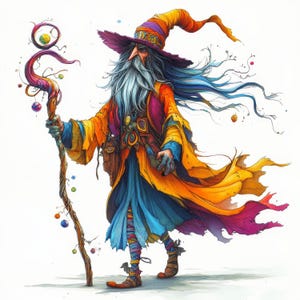 Frazzled Wizard Clip Art 12 High Res Watercolor Jpgs for Junk Journals ...