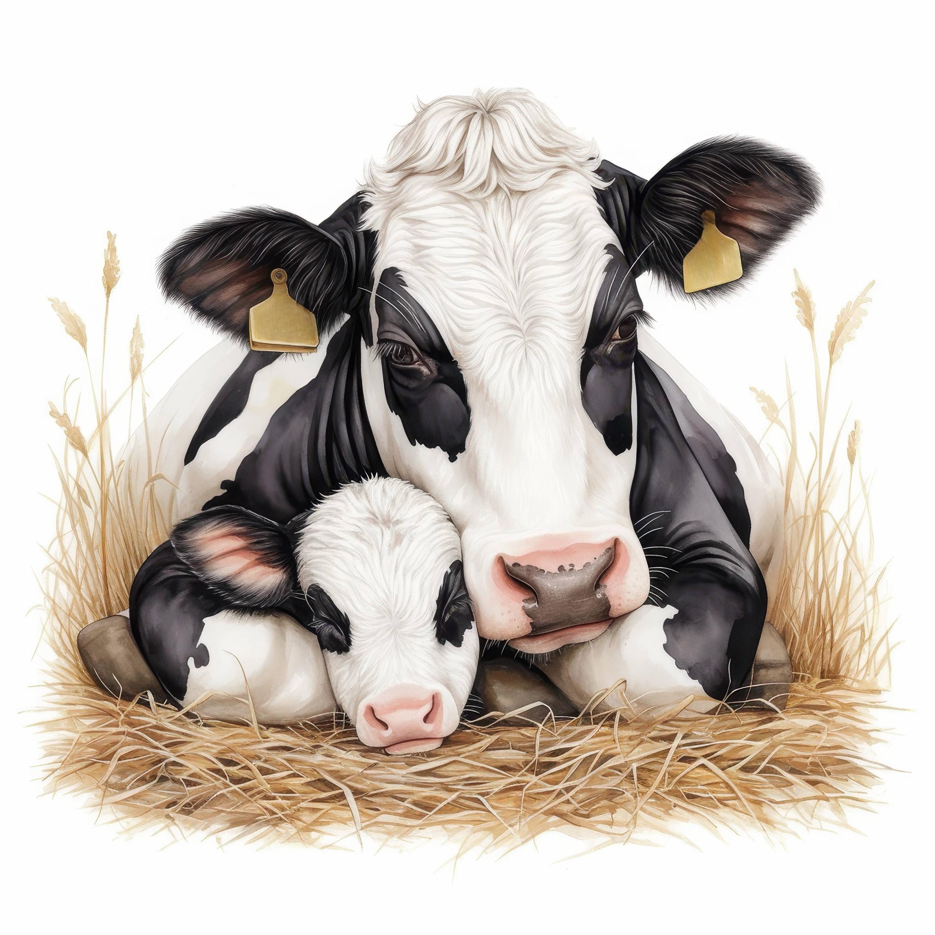 11 Calf Farm Clipart Bundle, Adorable Baby Cow Illustration, Printable ...