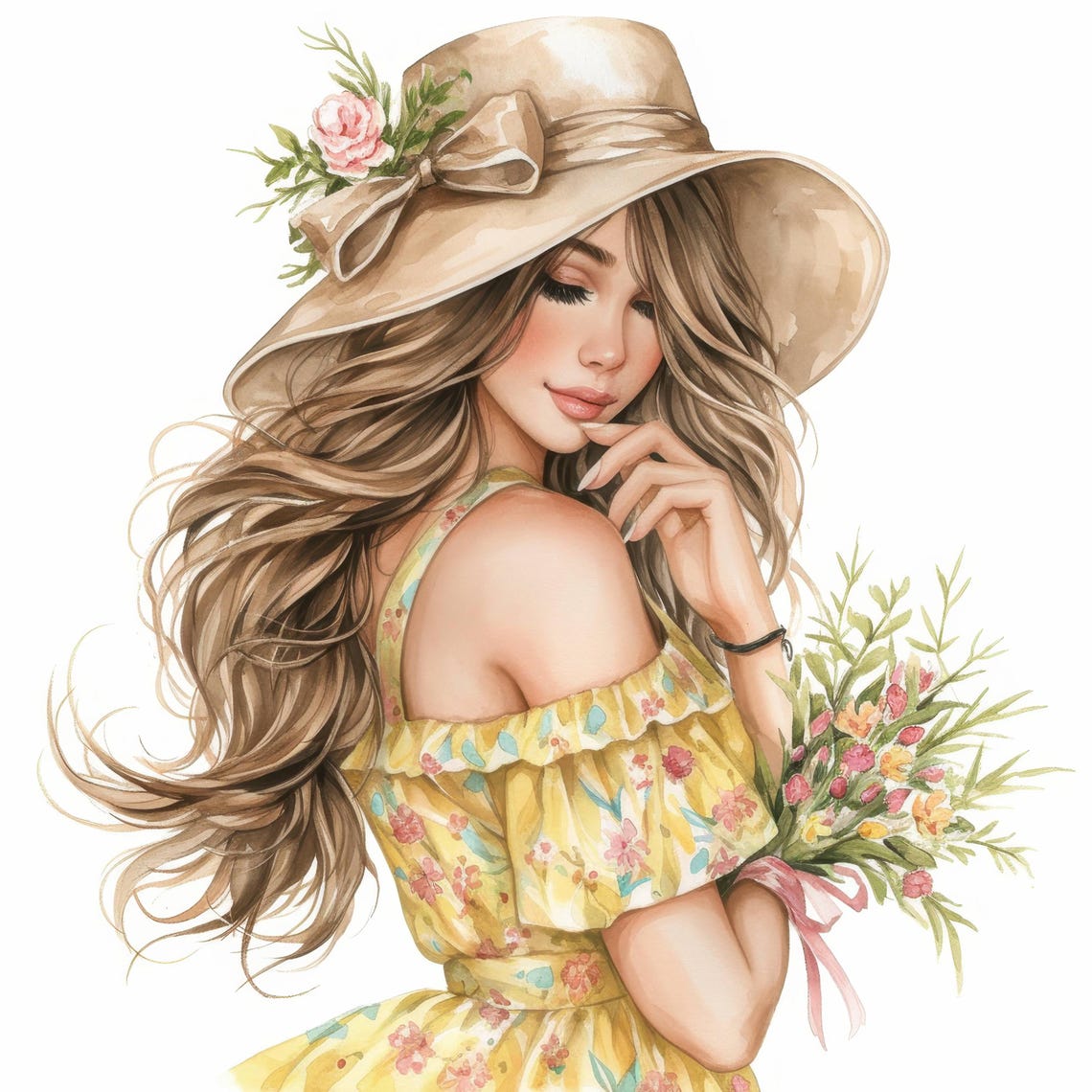 10 Summer Women Clipart Bundle, Girls in Dresses Illustration ...