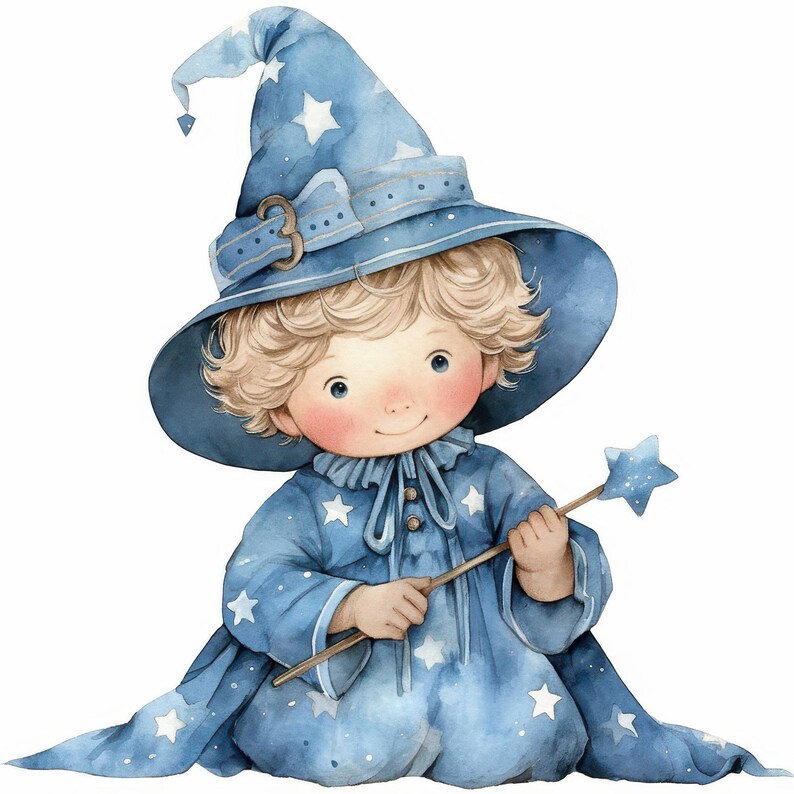 13 Spooky Cute Boy Wizard Clipart, Pastel Wizard Boy Illustration ...