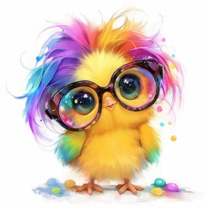 13 Rainbow Chicken Clipart Bundle, Whimsical Farm Animal Illustration ...
