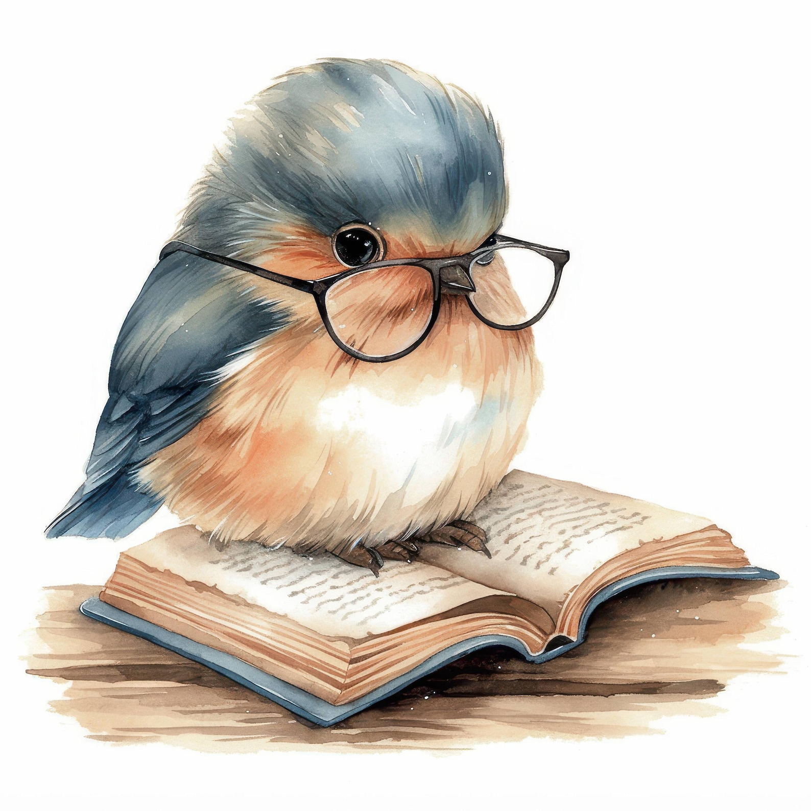 11 Bird Reading Book Clipart Bundle, Whimsical Storytime Illustration ...