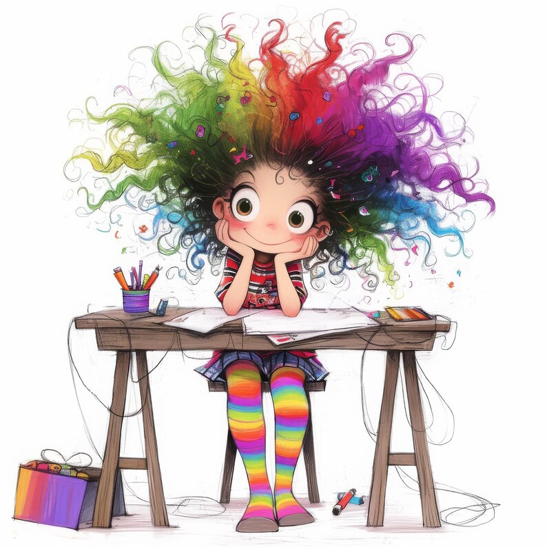 Quirky Student Clipart 11 High Res Watercolor Jpgs for Junk Journaling ...