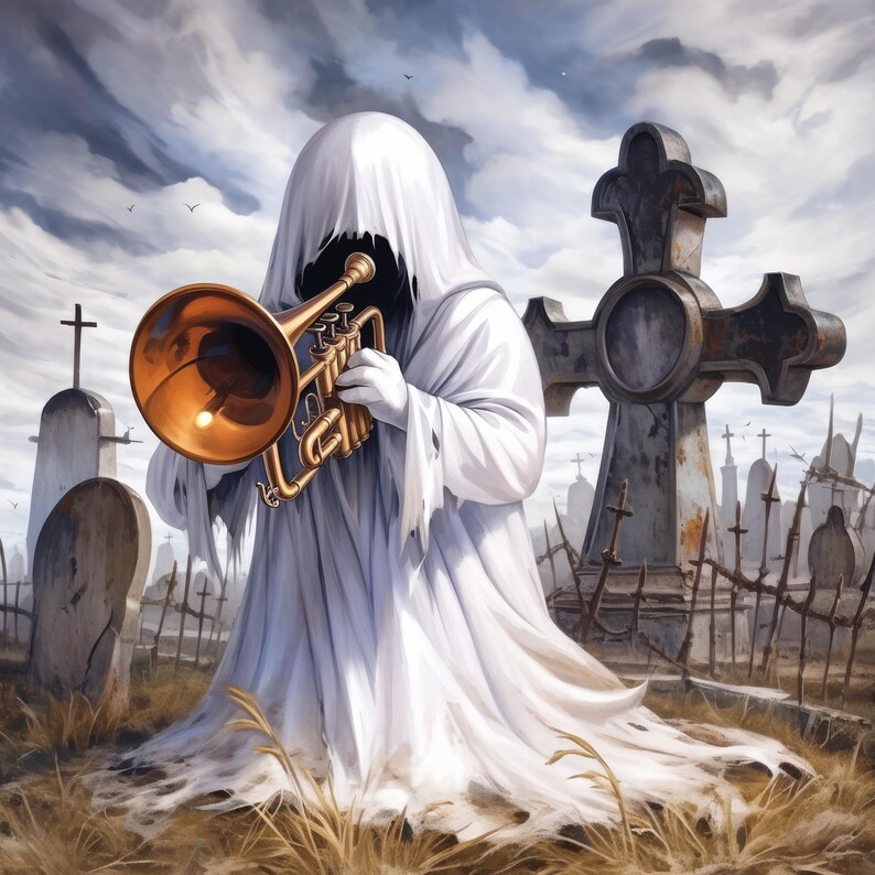 Musical Ghosts at Cemetery Clip Art 10 High Res Watercolor Jpgs Junk ...