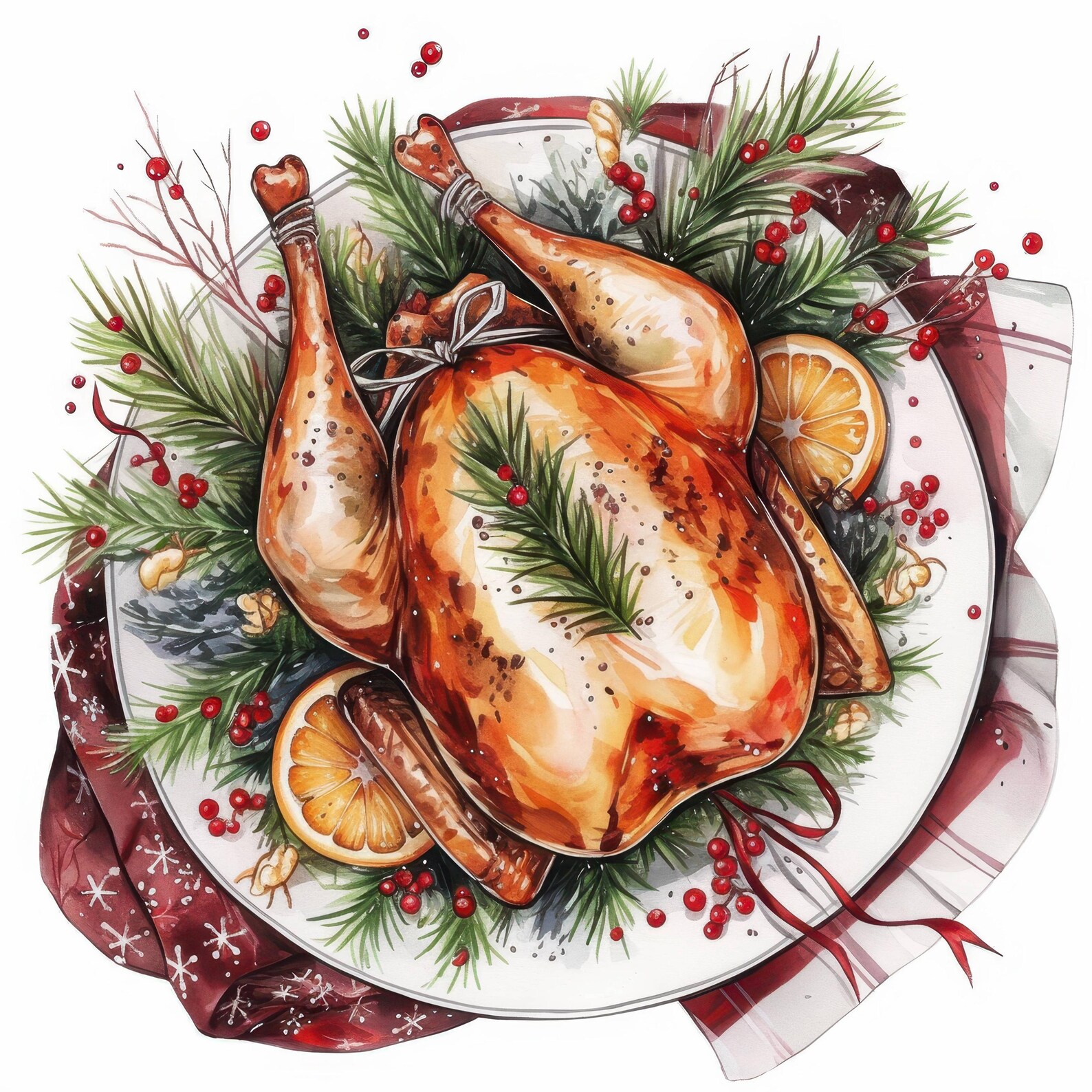 11 Roast Turkey Clipart Bundle, Festive Holiday Feast Illustration ...