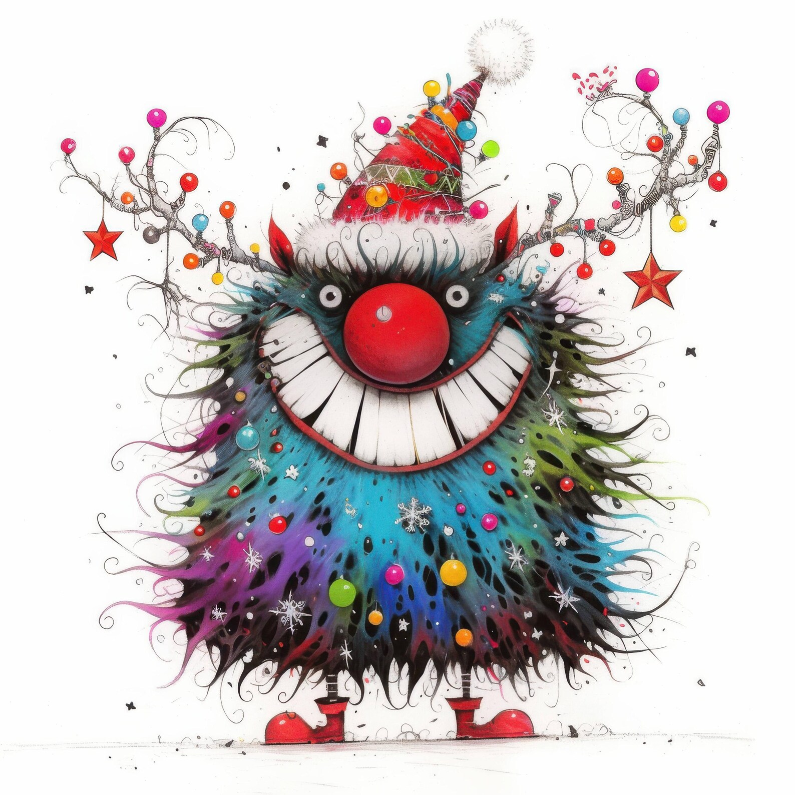 Whimsical Christmas Creatures Clip Art 13 High Res Watercolor Jpgs for ...