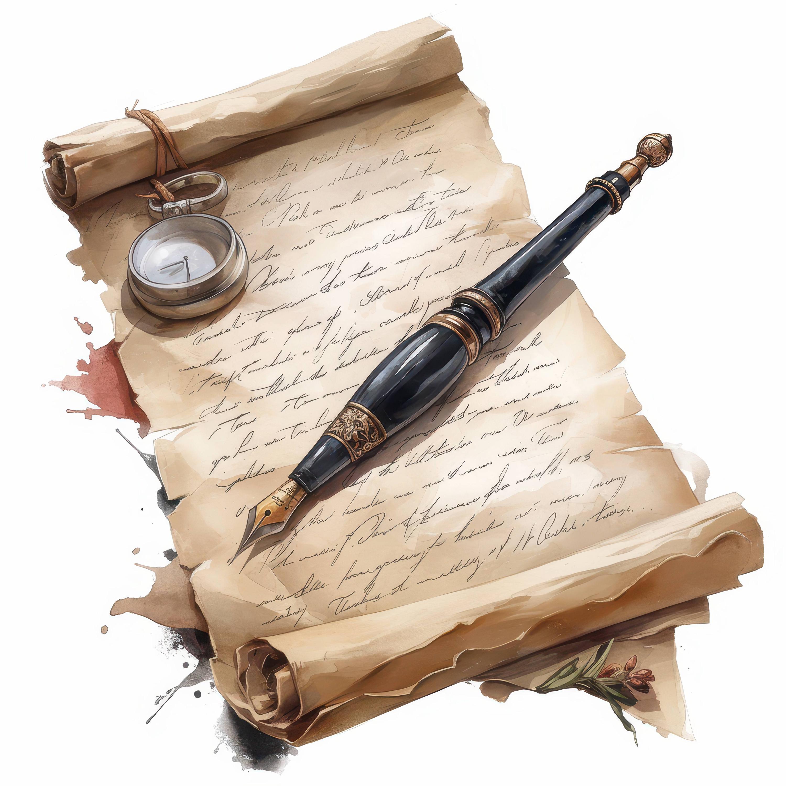 14 Quill Hand Writing Letter Clipart Bundle, Vintage Calligraphy ...