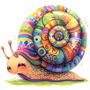 10 Happy Little Snail Clipart Bundle, Animal Illustration, Printable ...