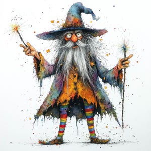 Frazzled Wizard Clip Art 12 High Res Watercolor Jpgs for Junk Journals ...