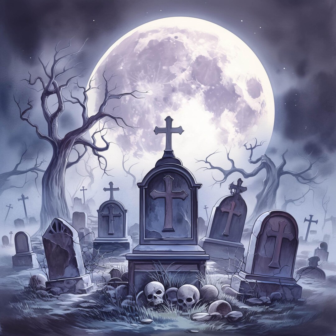 Purple Cemetery Clip Art 11 High Res Watercolor Jpgs for Junk Journals ...