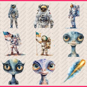 Watercolor Space Clipart Bundle, Outerspace Clip Art Set, Astronaut and ...