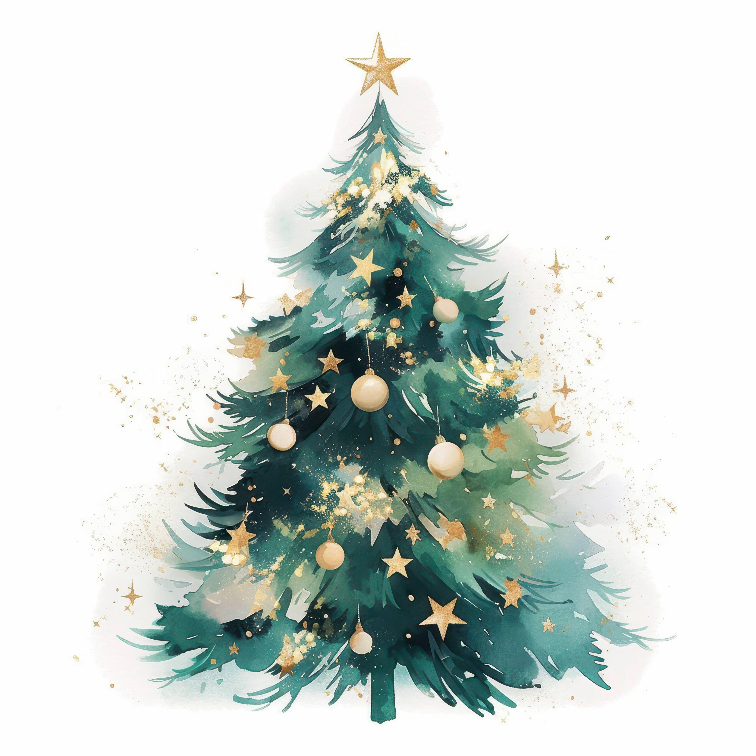 11 Evergreen Tree Clipart Bundle, Festive Pine Illustration, Printable ...