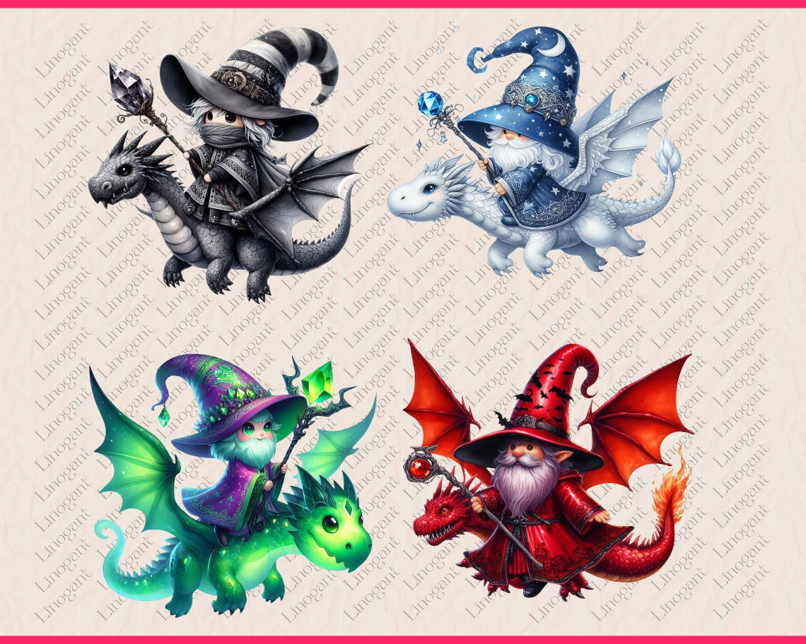 28 PNG Dragon Wizard Gnome Clipart, Cute Gnomes, Riding Gnome, Gnome ...
