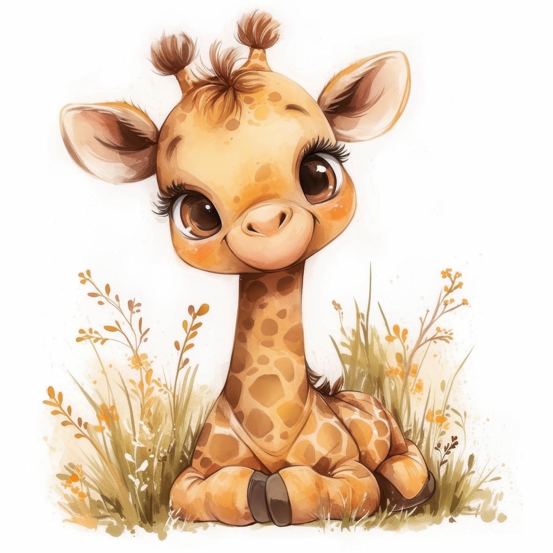 11 Adorable Baby Giraffe Clipart Bundle, Cute Safari Animal ...