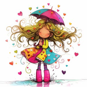 Whimsical Heart Drops Clip Art 10 High Res Watercolor Jpgs for Junk ...