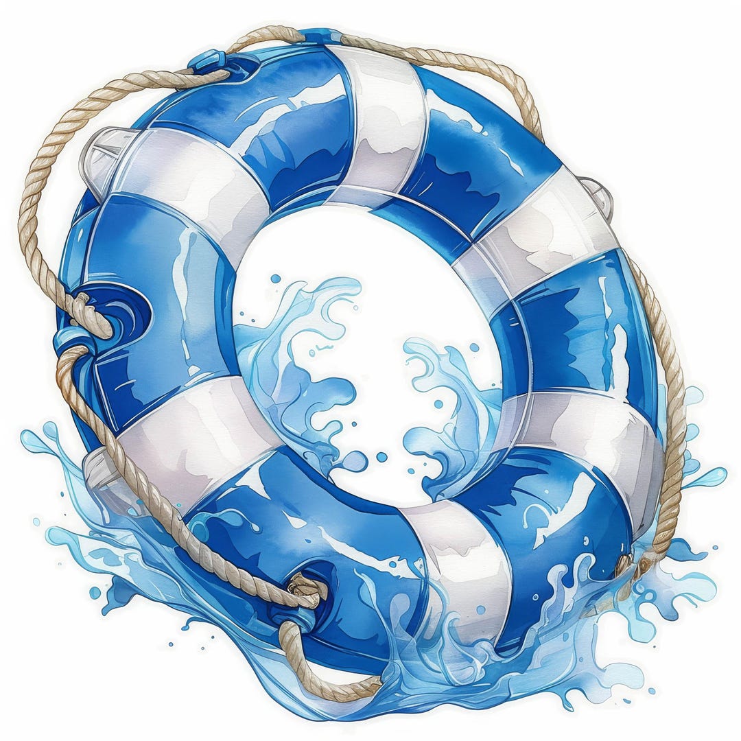 Life Buoy Clipart 10 High Res Watercolor Jpgs, Junk Journaling, Card ...