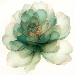 Green Translucent Flower Clip Art 11 High Res Watercolor Jpgs for Junk ...