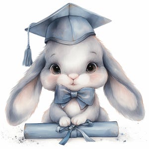 11 Graduation Bunny Clipart Bundle, Festive Animal Celebration ...