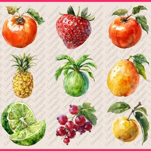 Watercolor Fruits Clipart Bundle, Colorful Fruits Clip Art Set, Fruit ...