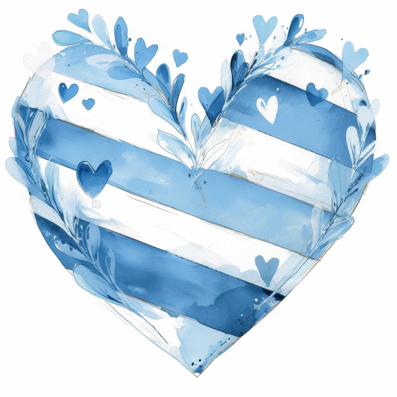 13 Blue Hearts Clipart Bundle, Love Symbol Illustration, Printable ...