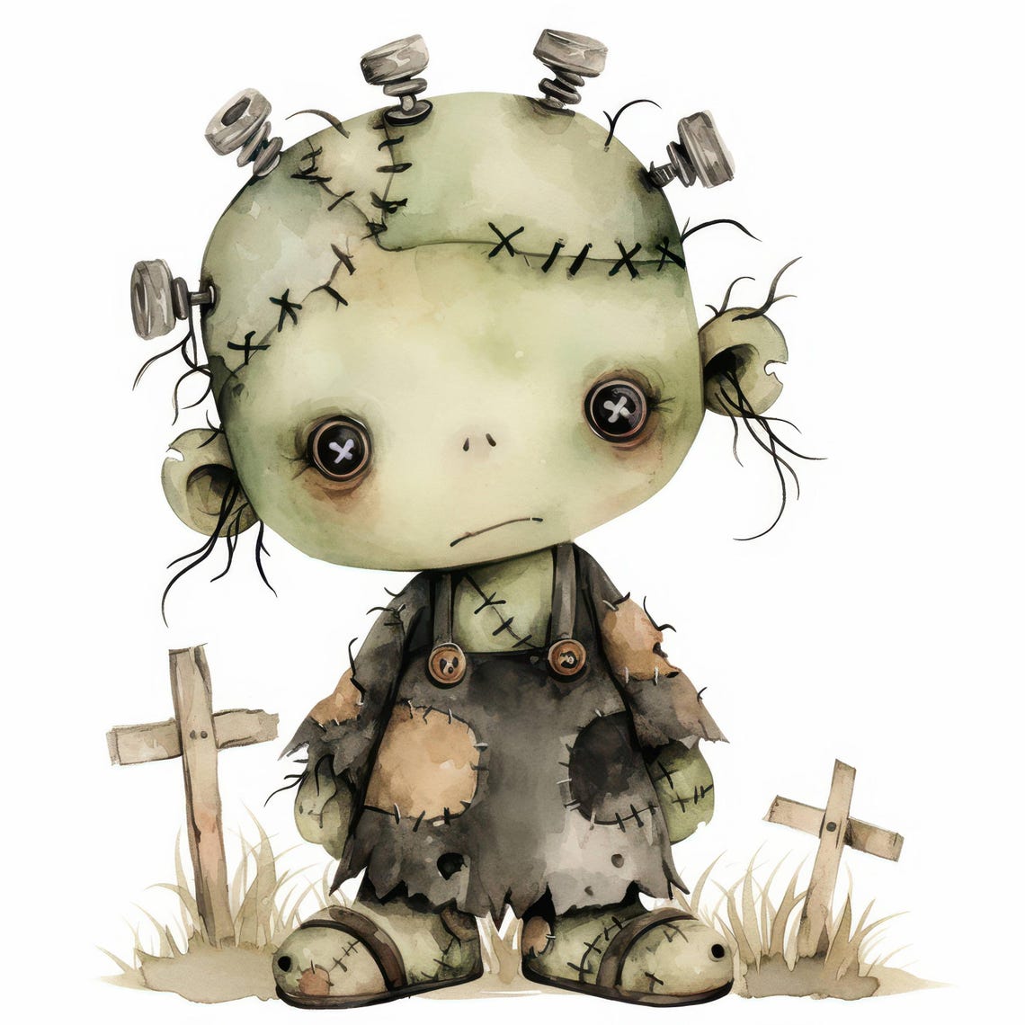 16 Cute Zombie Boy Clipart Bundle, Halloween Child Illustration ...