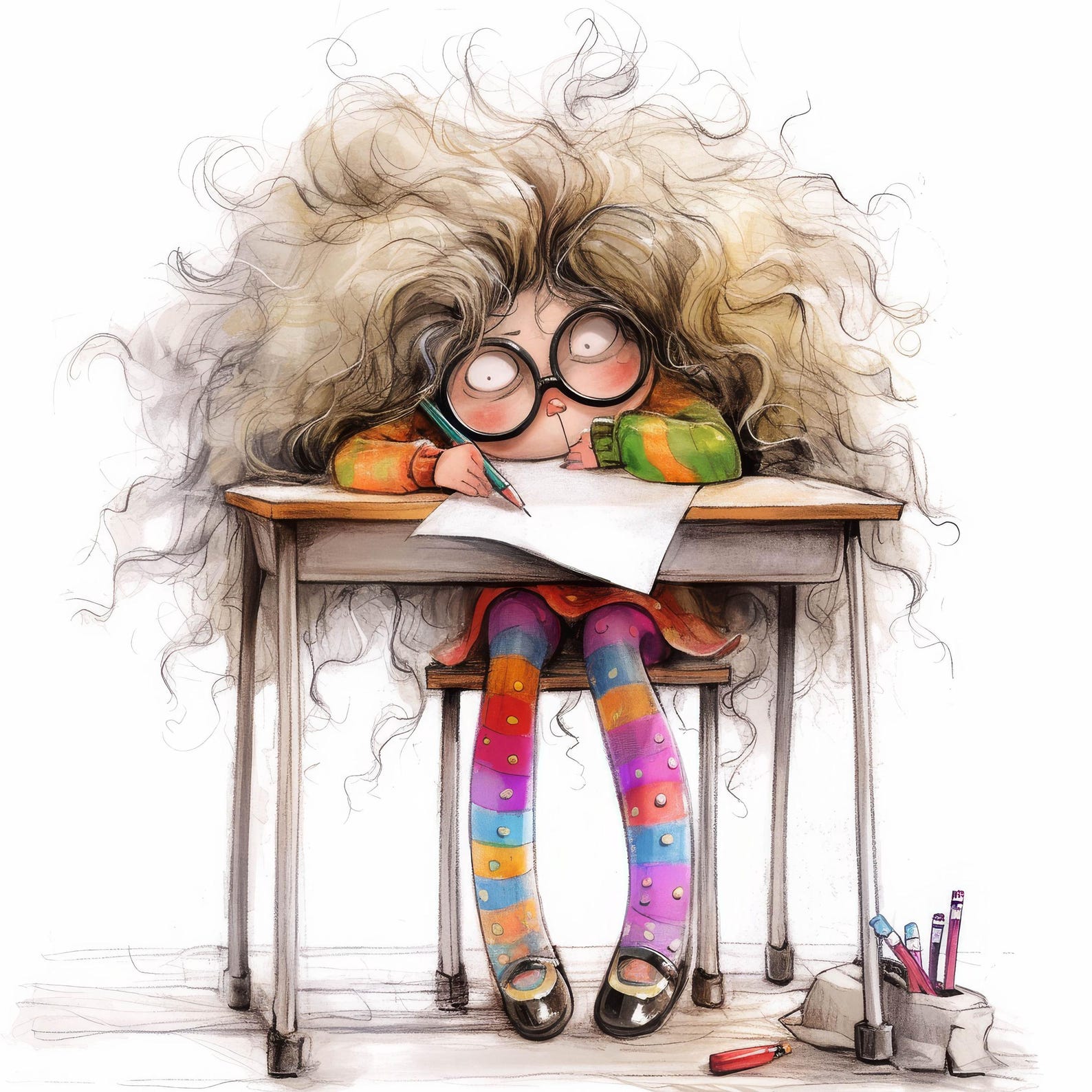 Quirky Student Clipart 11 High Res Watercolor Jpgs for Junk Journaling ...