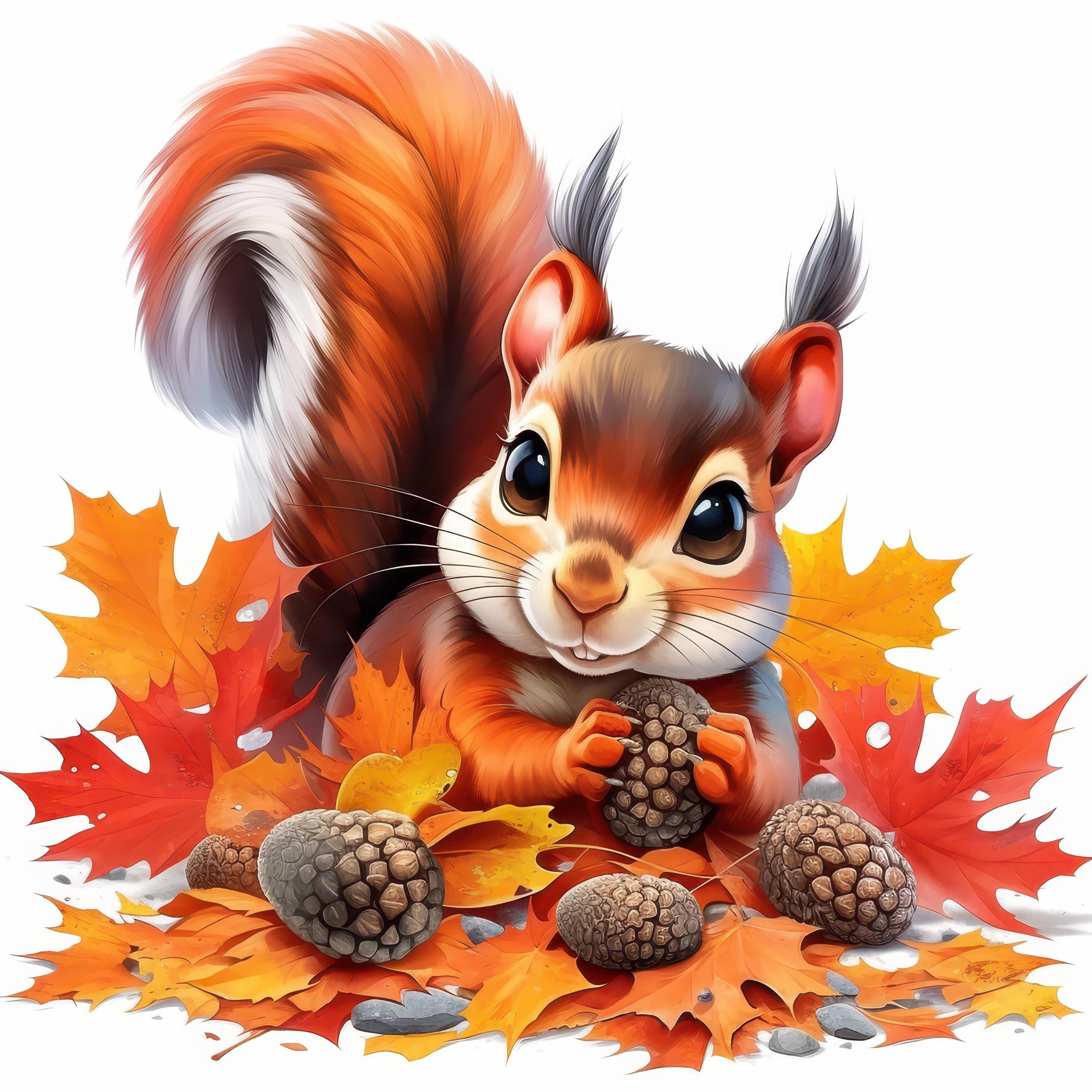 11 Cute Fall Squirrel Clipart Bundle, Autumn Woodland Animal ...