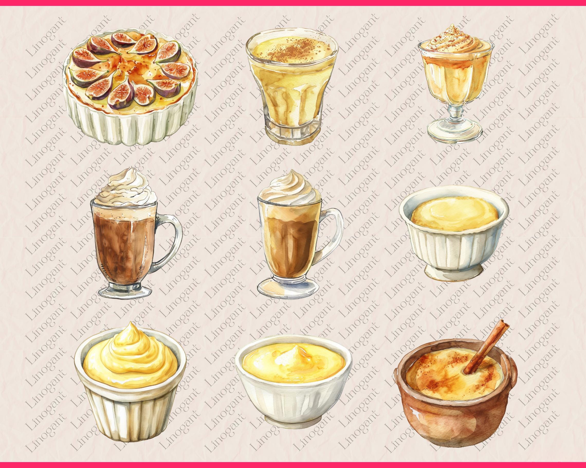 54 Custard Clipart | Sweet Illustrations | Printable Watercolor Food ...