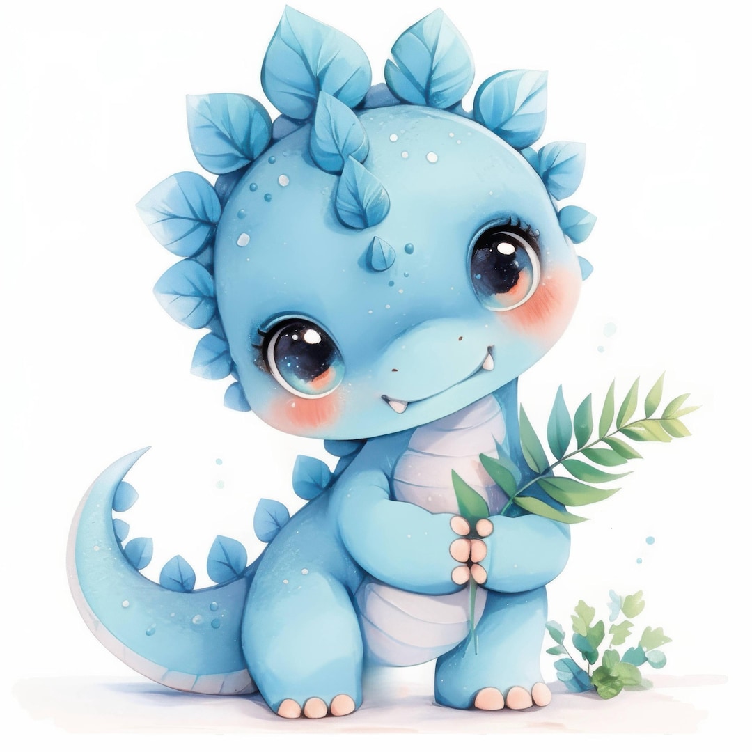 Little Cute Dinosaur Clip Art 11 High Res Watercolor Jpgs for Junk ...