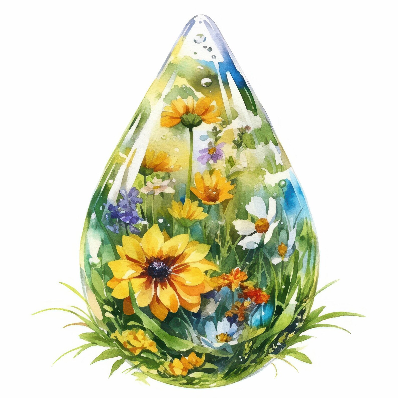 18 Dew Drop Flower Clipart Bundle, Fresh Botanical Illustration ...