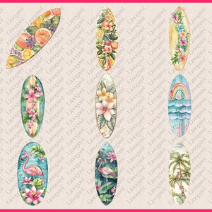 Watercolor Surfboard Clipart Bundle, Summer PNG Clip Art Set,surfing ...