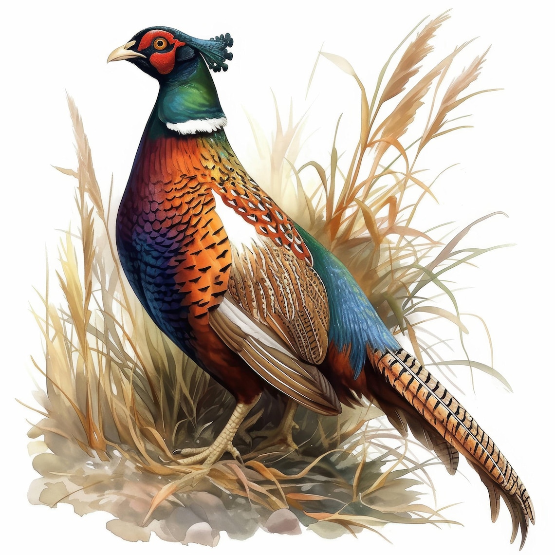 10 Pheasant Clipart Bundle, Grassland Bird Wildlife Illustration ...