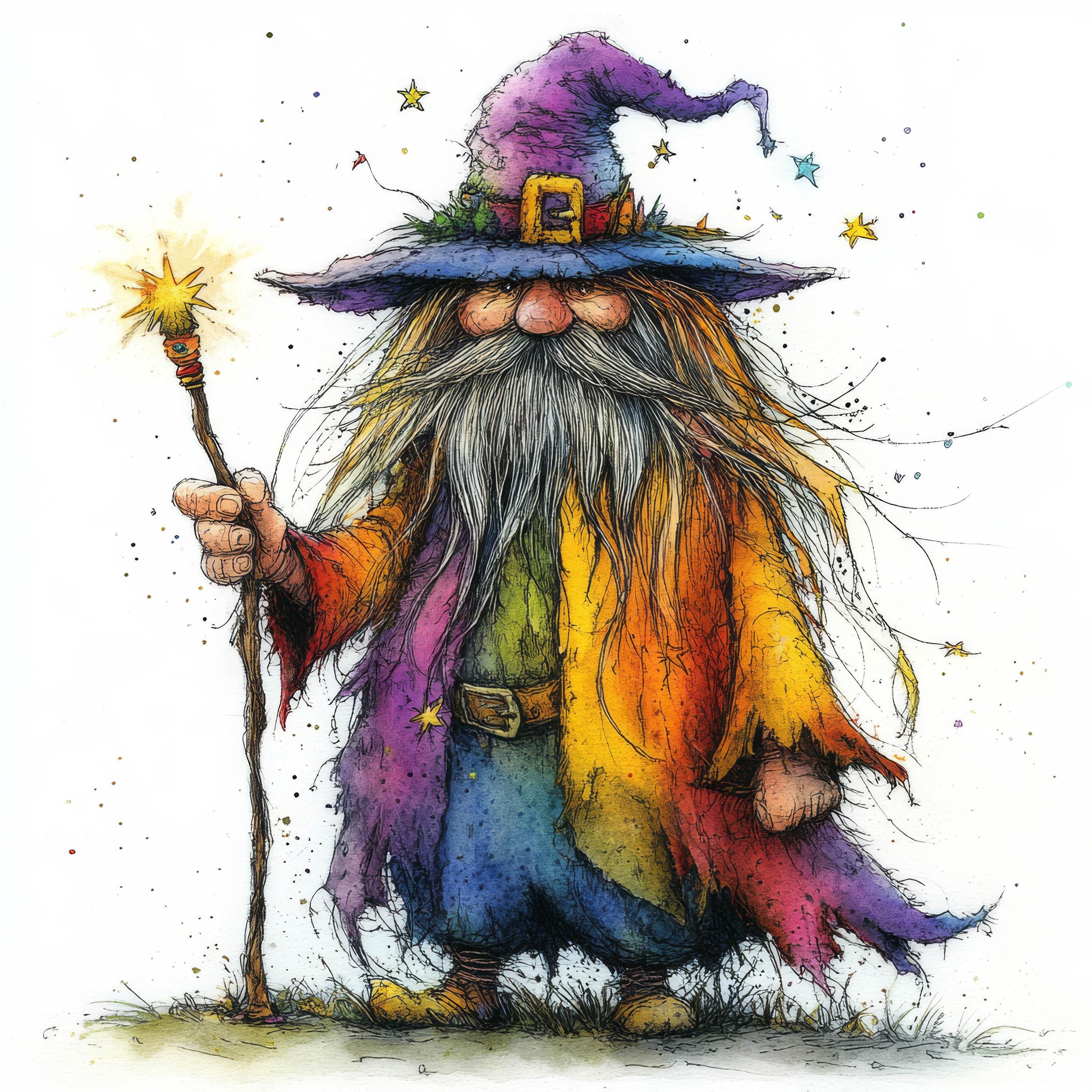 Frazzled Wizard Clip Art 12 High Res Watercolor Jpgs for Junk Journals ...