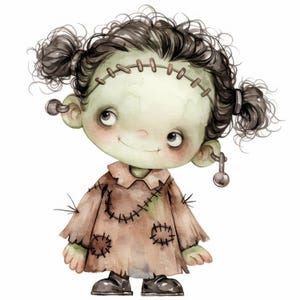 16 Cute Zombie Boy Clipart Bundle, Halloween Child Illustration ...