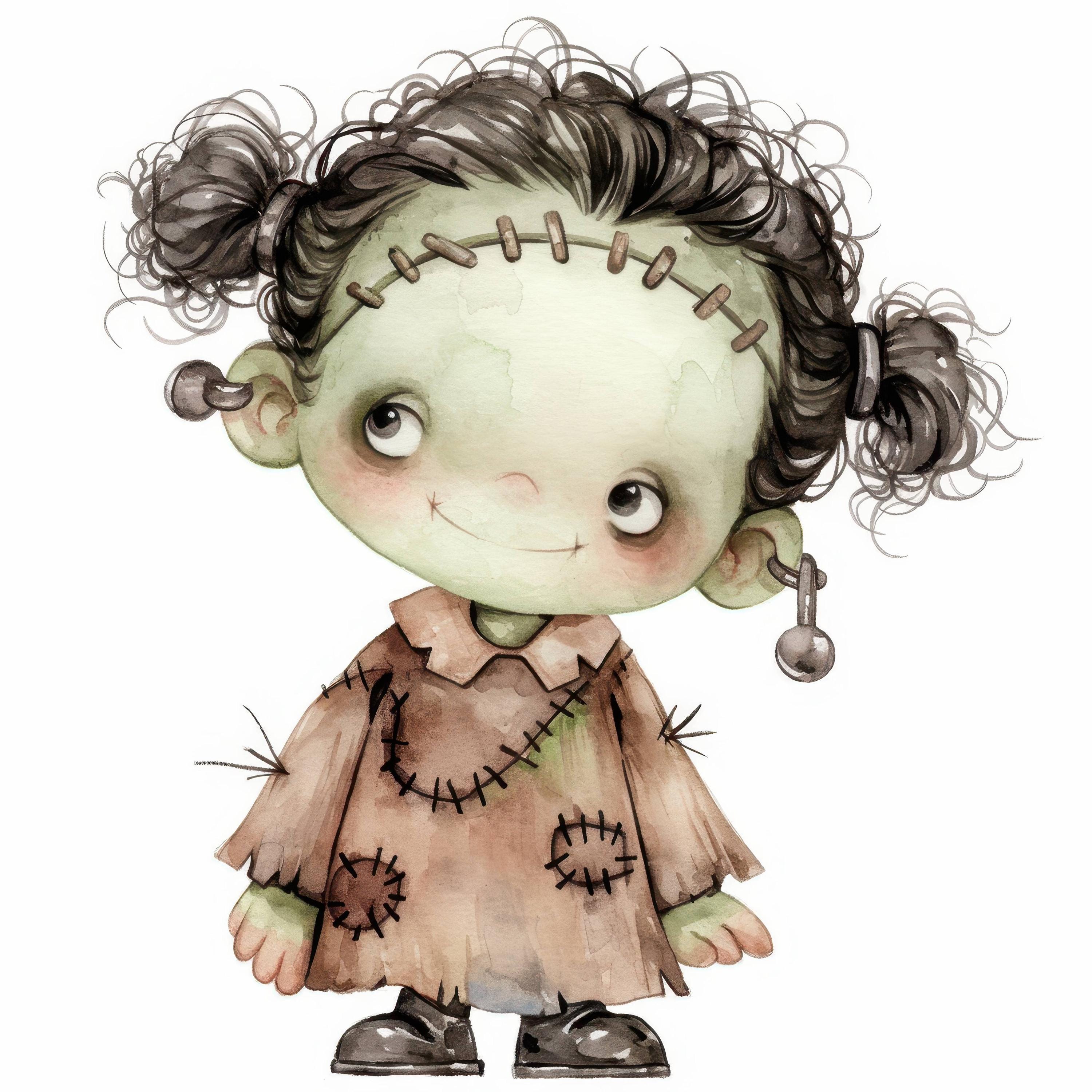 16 Cute Zombie Boy Clipart Bundle, Halloween Child Illustration ...