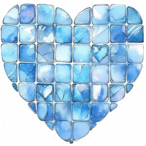 11 Blue Heart Clipart Bundle, Blue Love Heart, Valentine Designs ...