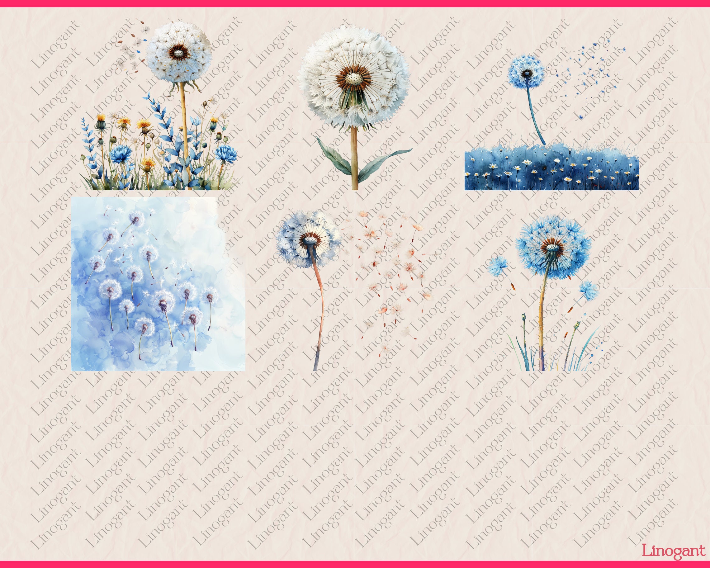Watercolor Dandelion Clipart Bundle, Dandelions Flowers Clip Art Set ...